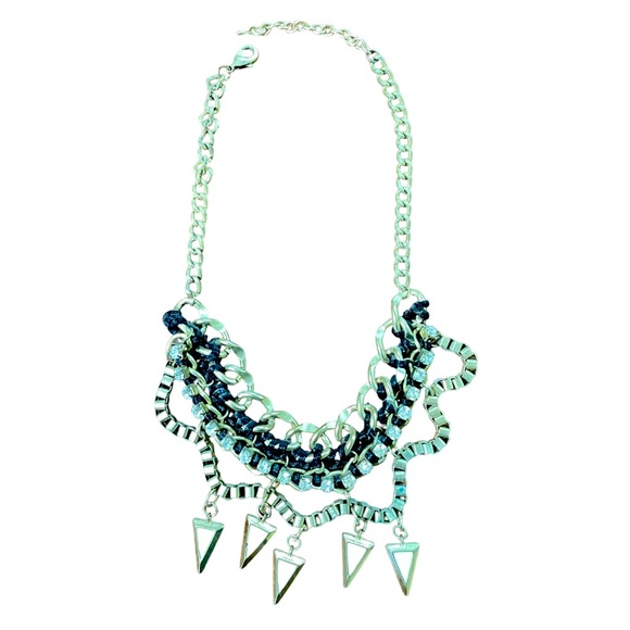 Jewelry | Bronze Black And White Triangle Layered Chains Statement ...